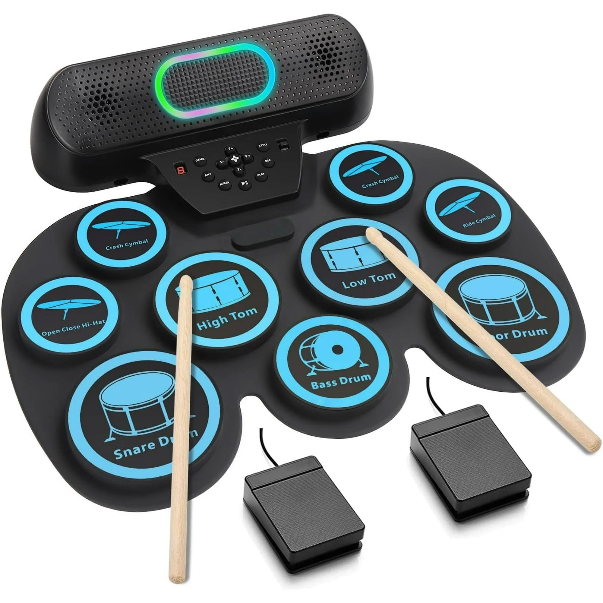 KIVDIT Electric Drum Set for Kids Adults,9 Pads Electronic Drum Kit with Headphone Jack ...