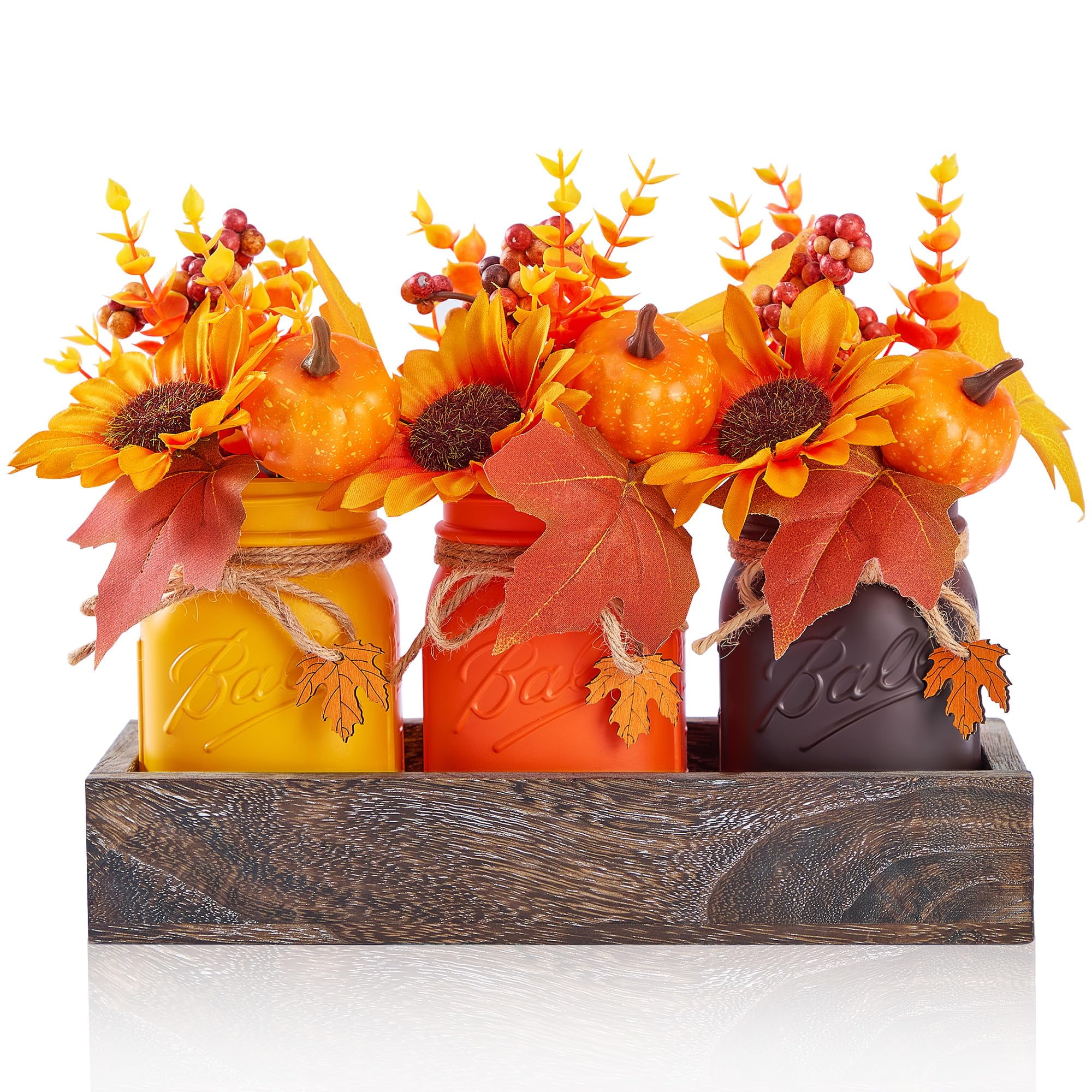 KIVIVO Mason Jar Thanksgiving Centerpieces for Tables Thanksgiving ...