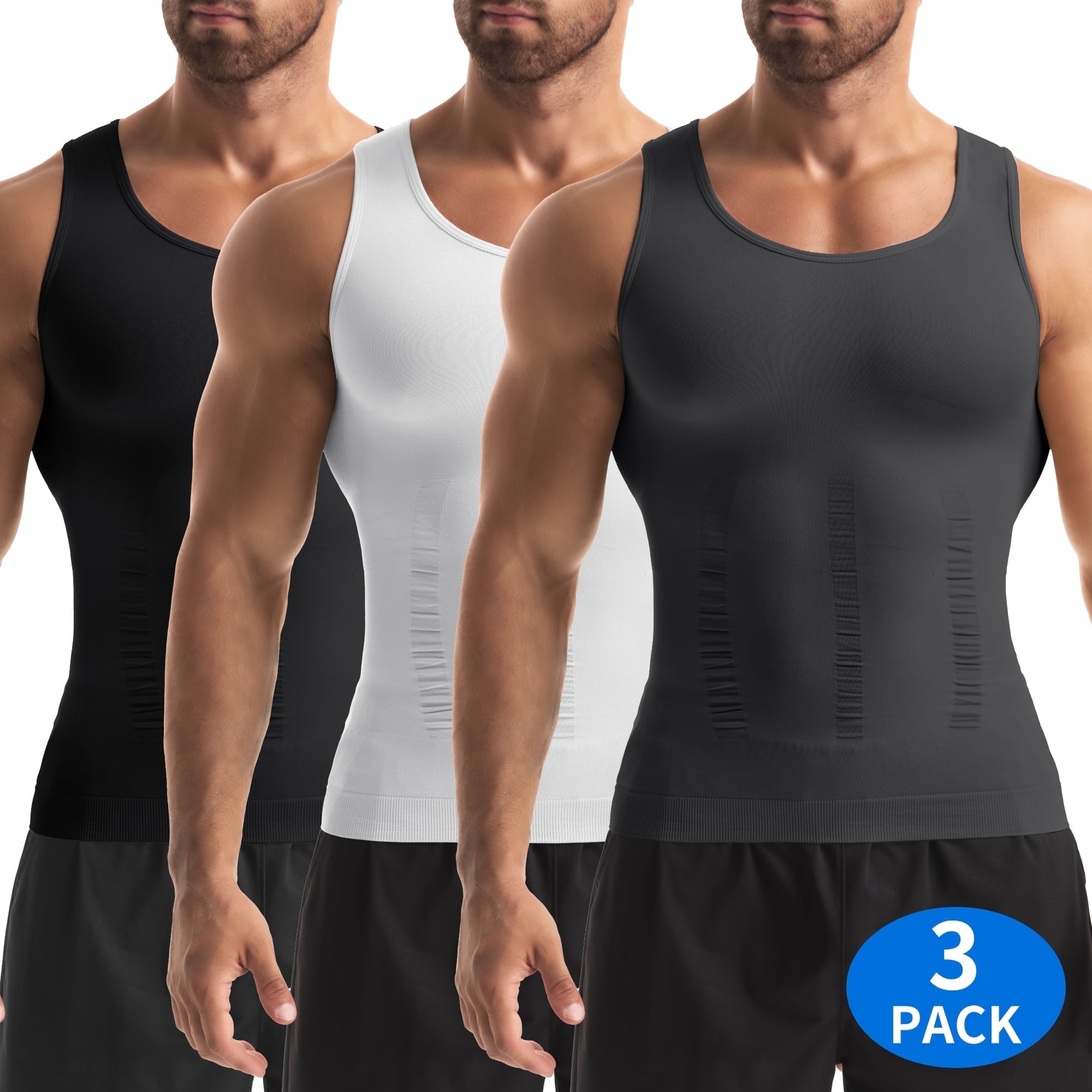 KIWI RATA Slimming Shapewear for Men Waist Trainer Shirt Workout Body ...