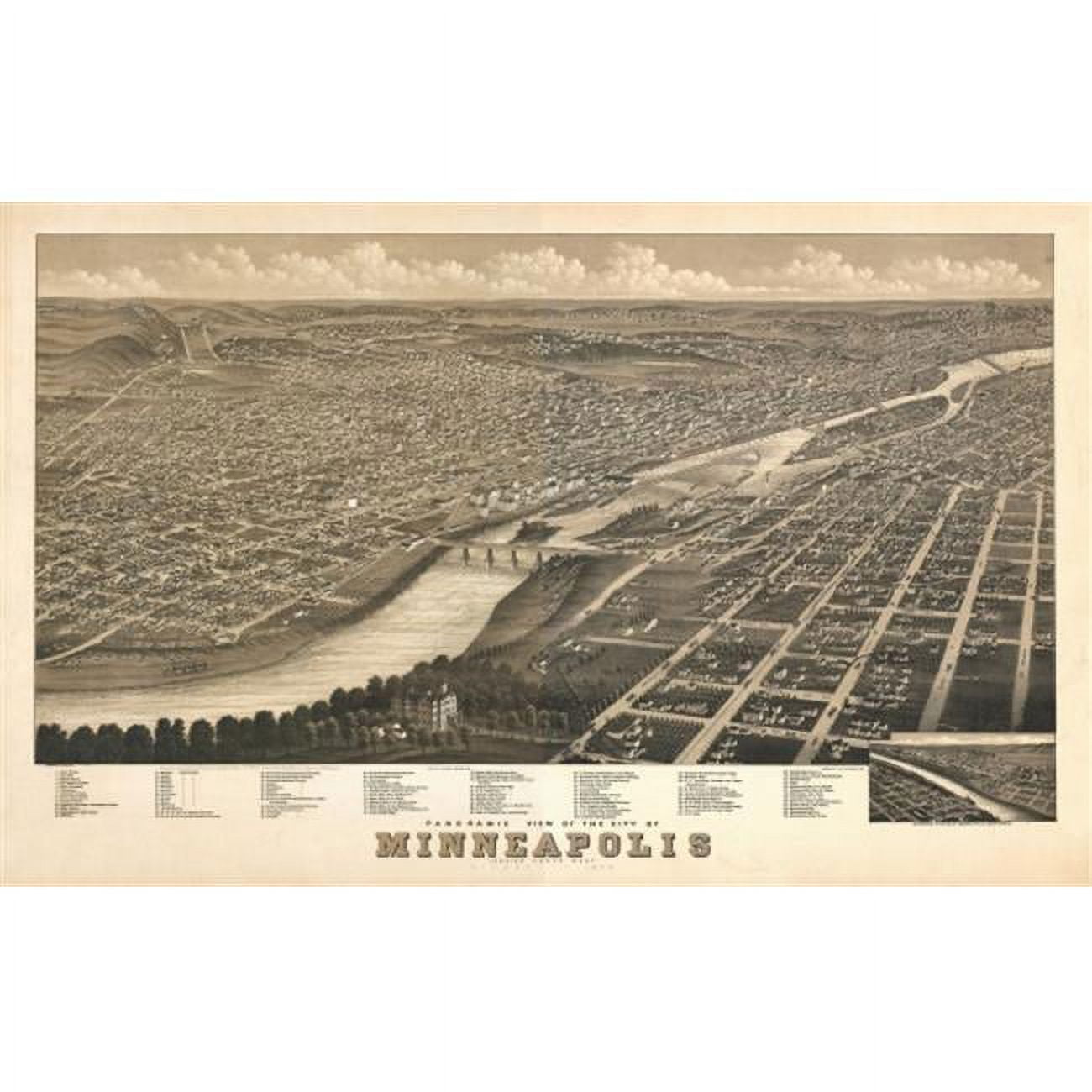 KJA Posters DOM21PM00395053 Old Map of Minneapolis Minnesota 1879 Anoka ...