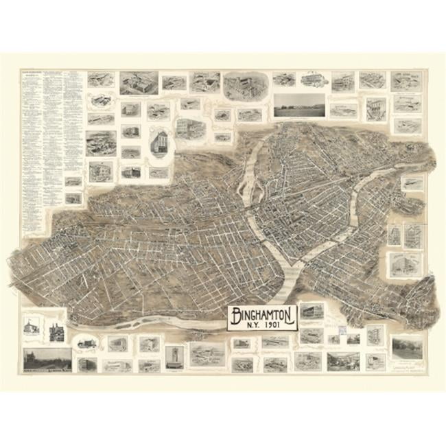 KJA Posters DOM21PM00538053 Old Map of Binghamton New York 1901 Broome ...
