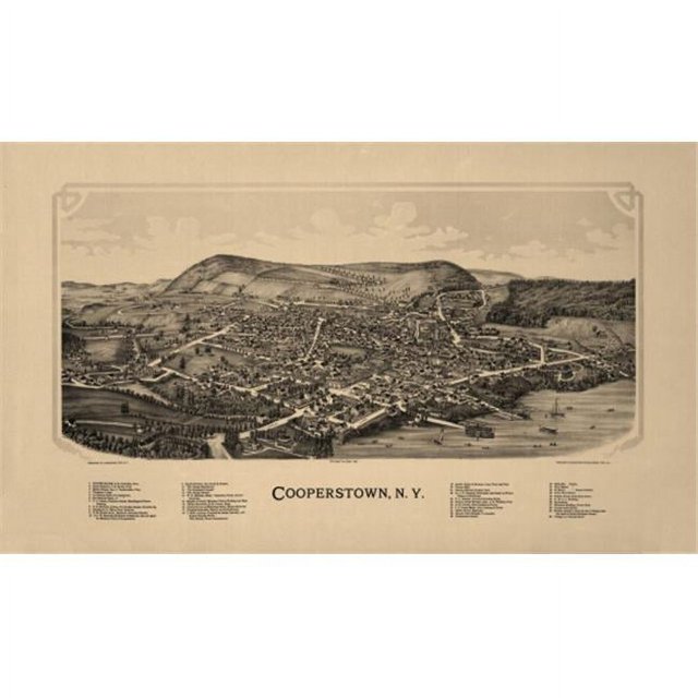 KJA Posters DOM21PM00553053 Old Map of Cooperstown New York 1890 Otsego ...