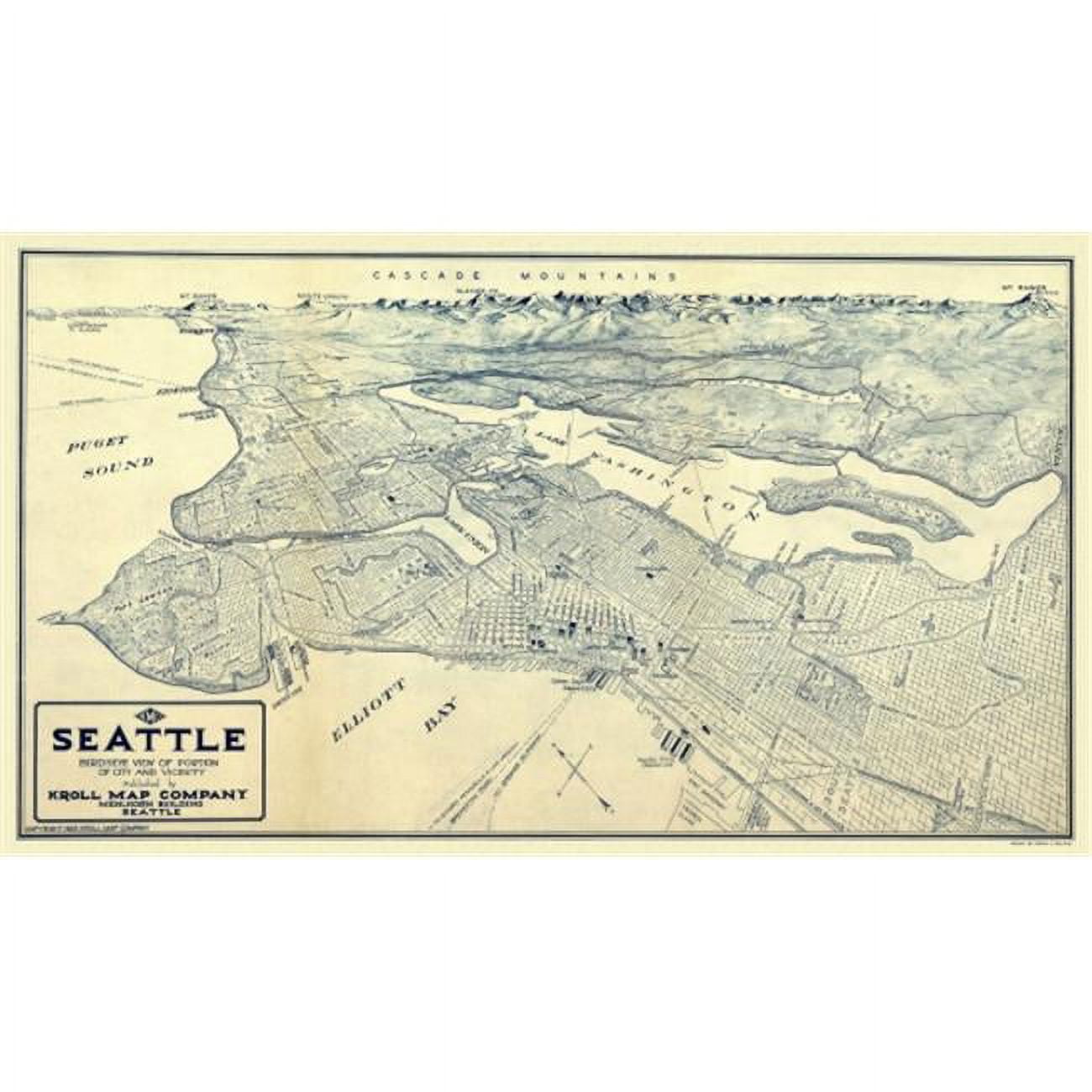 KJA Posters DOM21PM00977053 Antique Map of Seattle Washington 1925 King ...