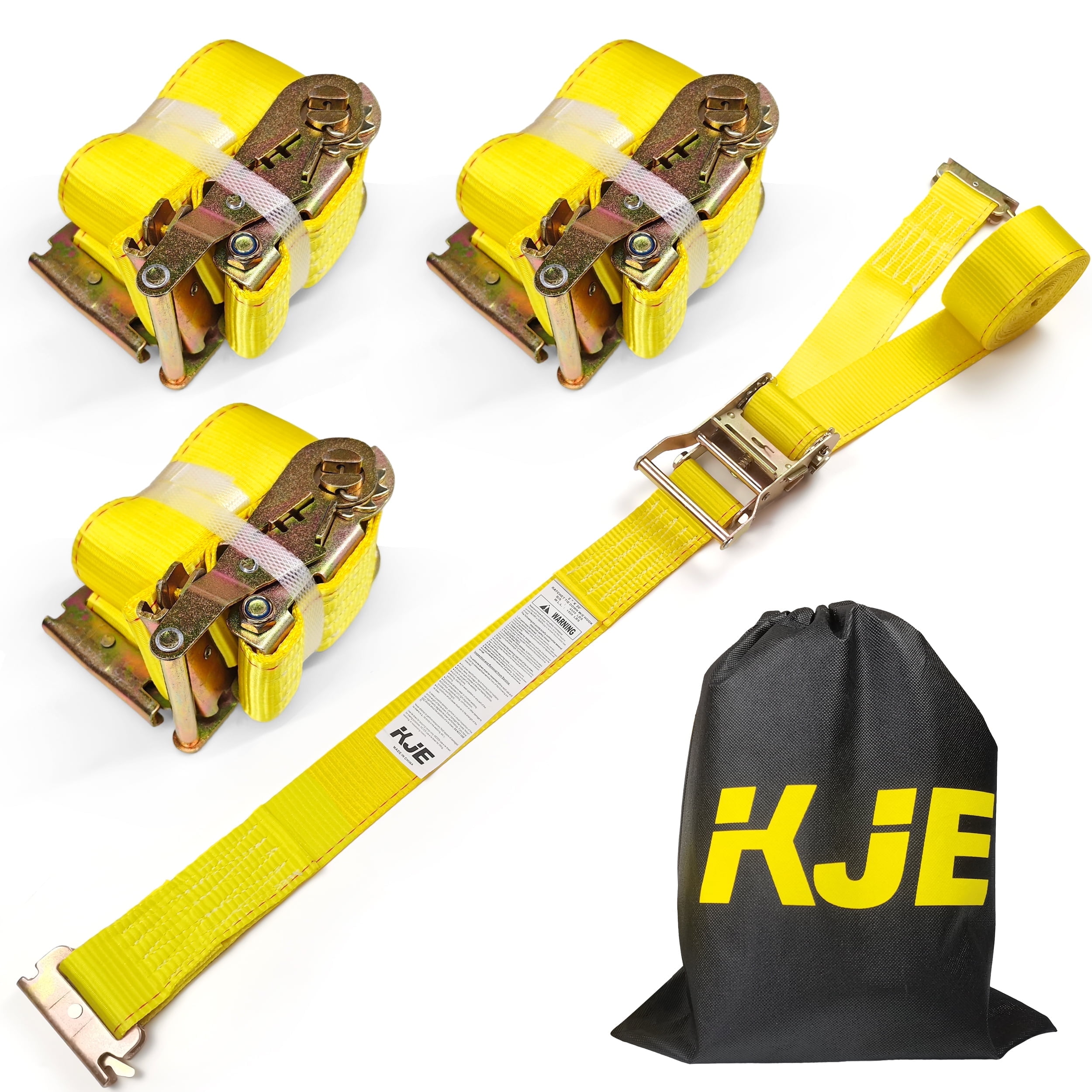 KJE E-Track Ratchet Straps (4 Pack) - 2" x 20' Heavy Duty Cargo Tie-Downs - 4,500LBS Capacity ...