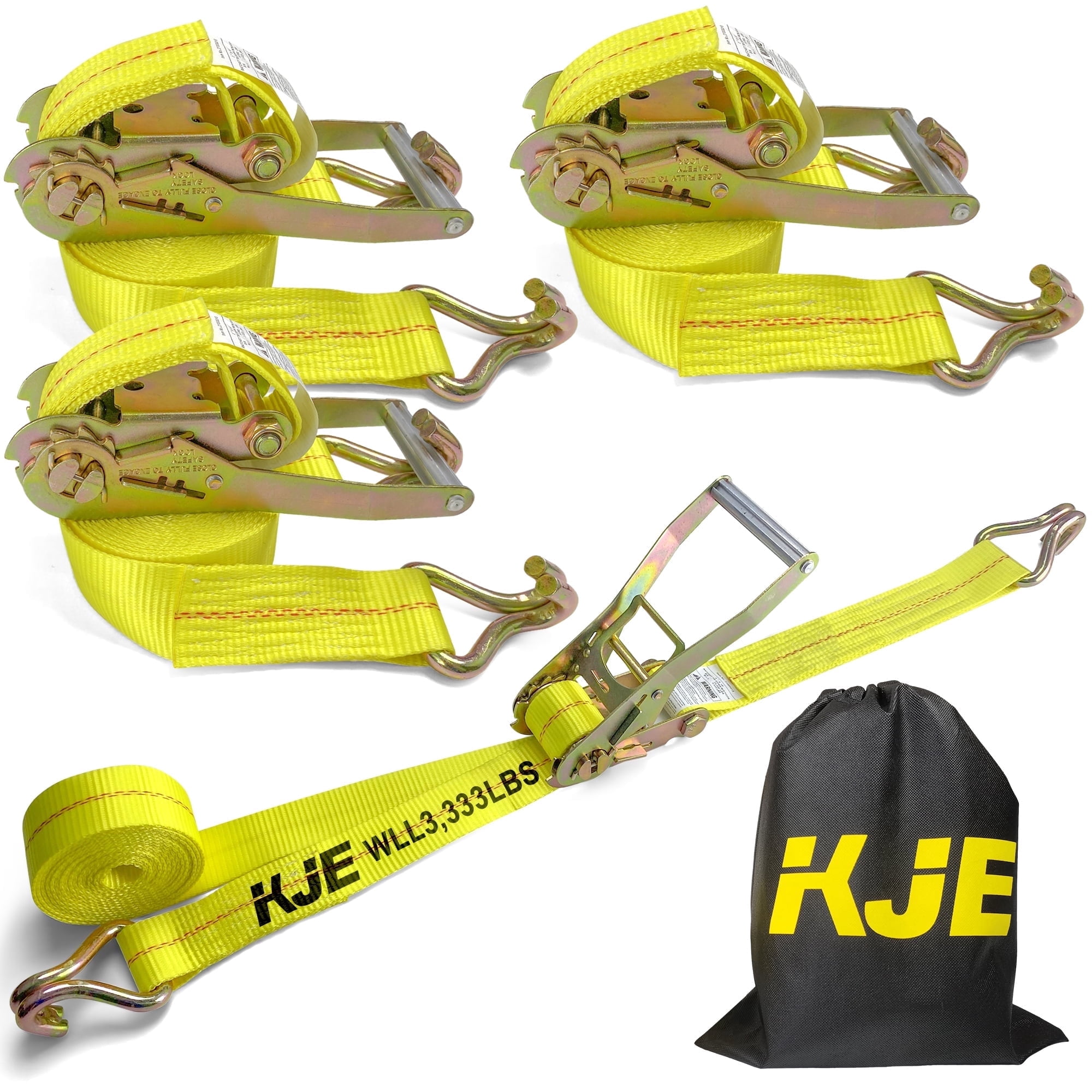 KJE, Ratchet Straps, 2" x 15' Heavy Duty, 10,000 Lb Max Break Strength ...