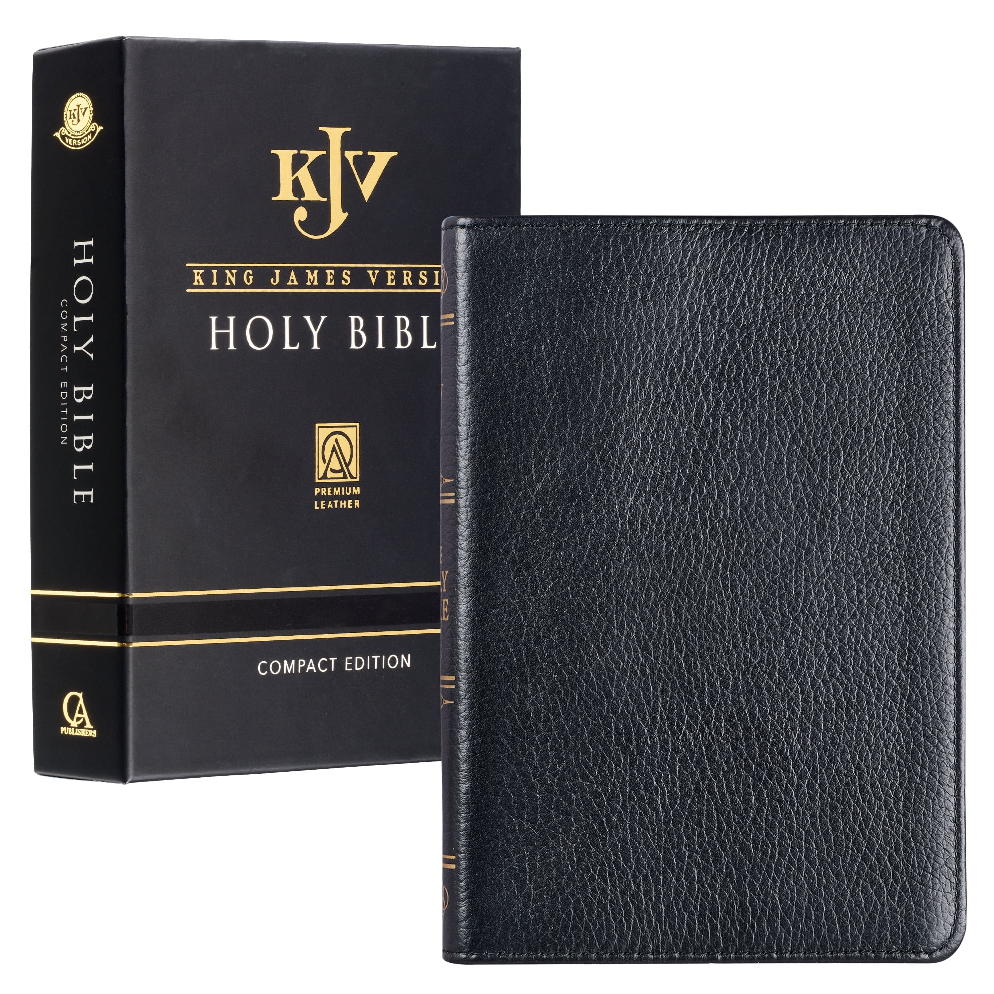 KJV Holy Bible, Compact Premium Full Grain Leather Red Letter Edition ...