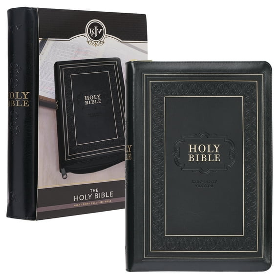 KJV Holy Bible, Large Print, Faux Leather, Thumb Index, Ribbon Marker, Red Letter, Zipper ...