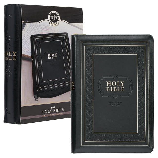 KJV Holy Bible, Large Print, Faux Leather, Thumb Index, Ribbon Marker, Red Letter, Zipper ...