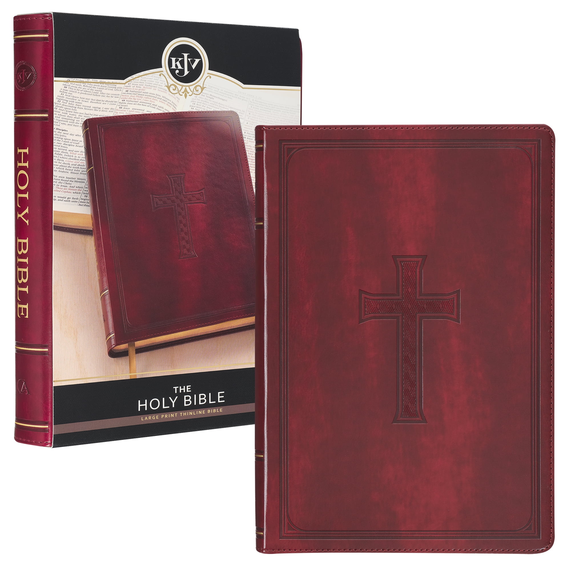 KJV Holy Bible, Large Print, Faux Leather, Red Letter, Thumb Index ...