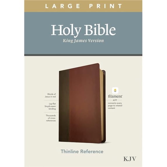 KJV Large Print Thinline Reference Bible, Brown & Mahogany LeatherLike ...