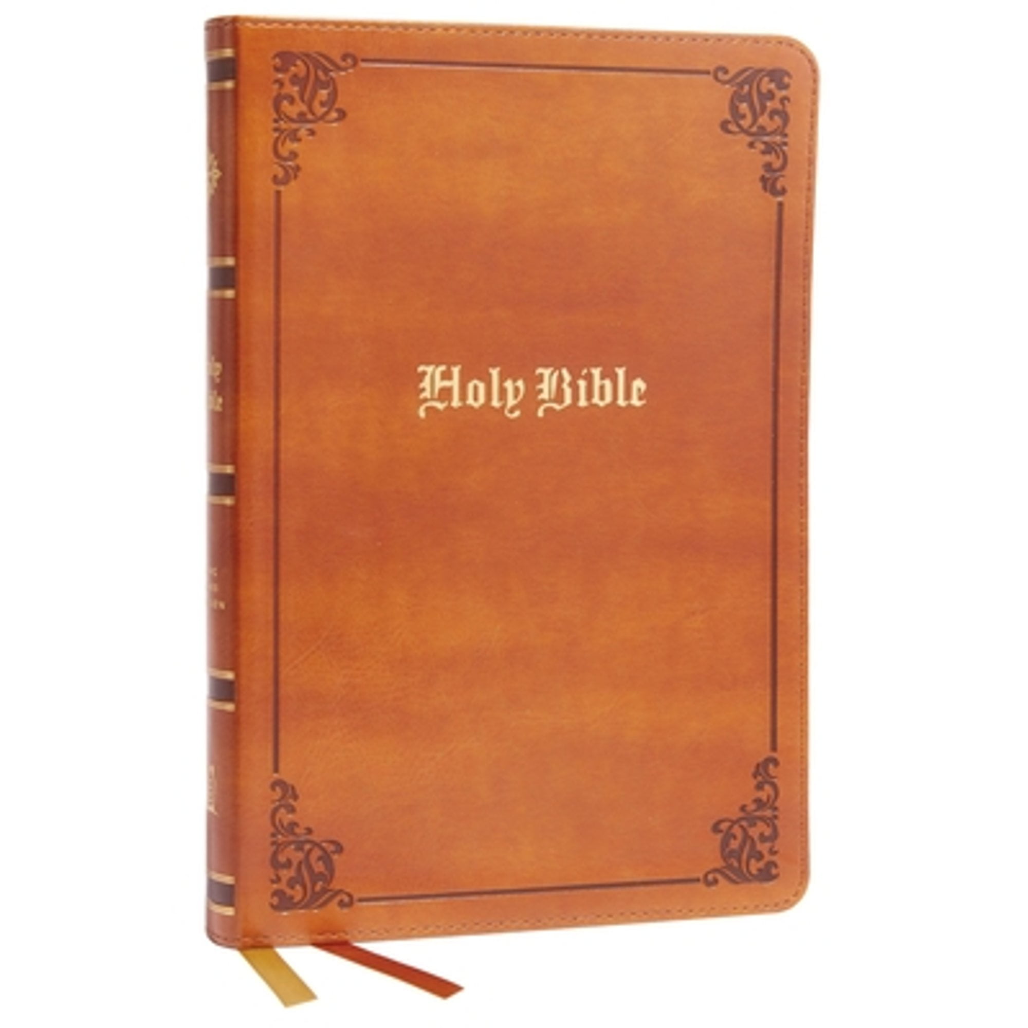 Pre-Owned KJV Holy Bible: Large Print Thinline, Tan Leathersoft, Red ...