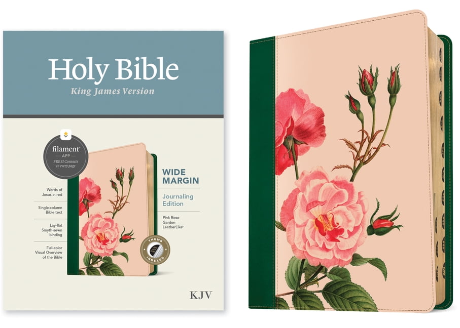 KJV Wide Margin Bible, Filament Enabled (Leatherlike, Pink Rose Garden ...