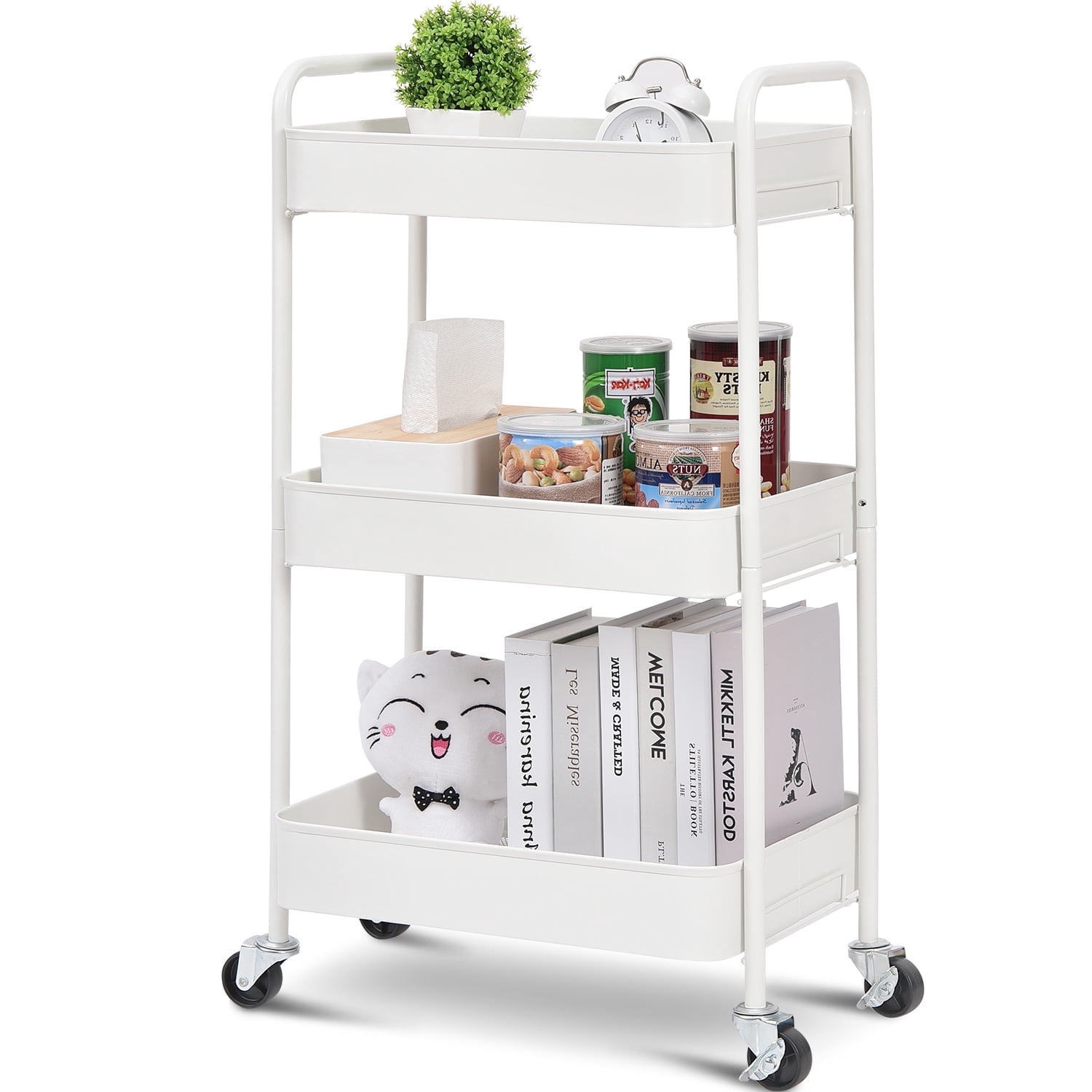 "Free Shipping! KINGRACK 3-Tier Metal Rolling Utility Cart, Movable ...