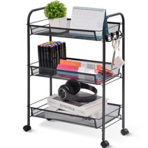 KK KINGRACK 3 Tier Rolling Cart Organizer, Mesh Cart with Wheels ...