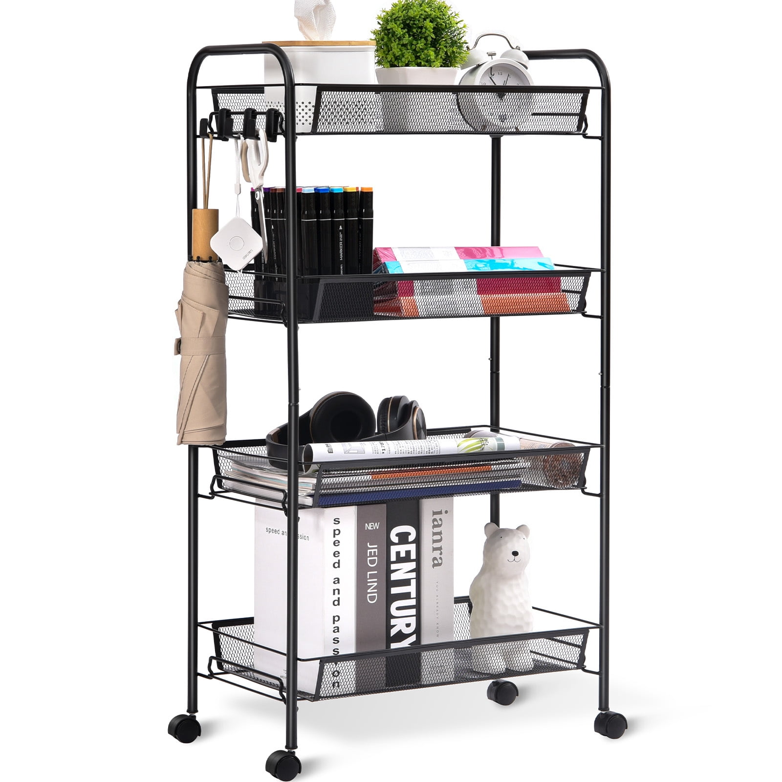KK KINGRACK 4 Tier Metal Rolling Cart, Storage Cart with Wheels ...