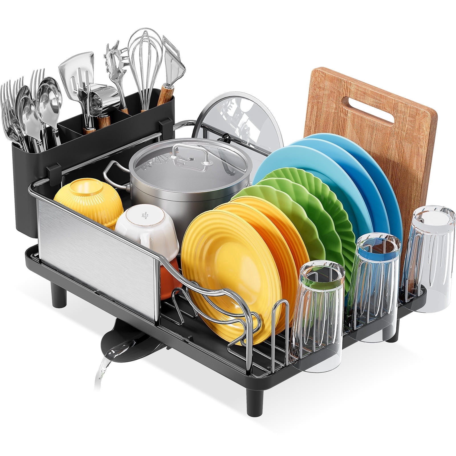 KINGRACK, Dish Drying Rack, Large Capacity, Stainless Steel, Black ...