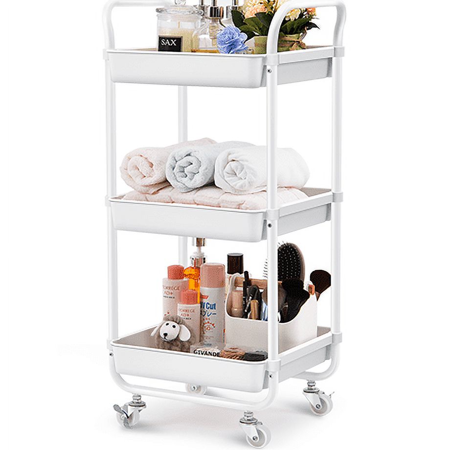 KK KINGRACK 4 Tier Mesh Metal Storage Cart, Movable Bedroom Organizer ...