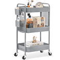 KK KINGRACK Metal Rolling Storage Cart, 3-Tier Utility Cart with Wheels ...