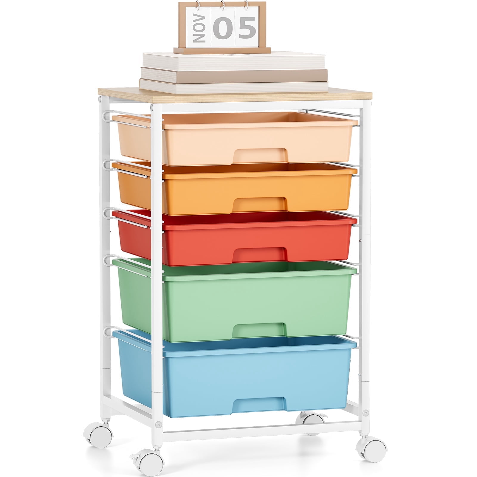 KK KINGRACK Rolling Cart with 5 Drawers, Storage Drawer Cart with ...