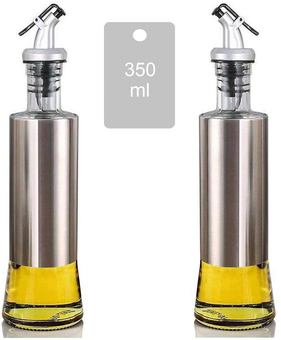 KK VillA Kitchen Oil Vinegar Bottle Convenient Usage Leakage Proof Design Glass with Stainless ...