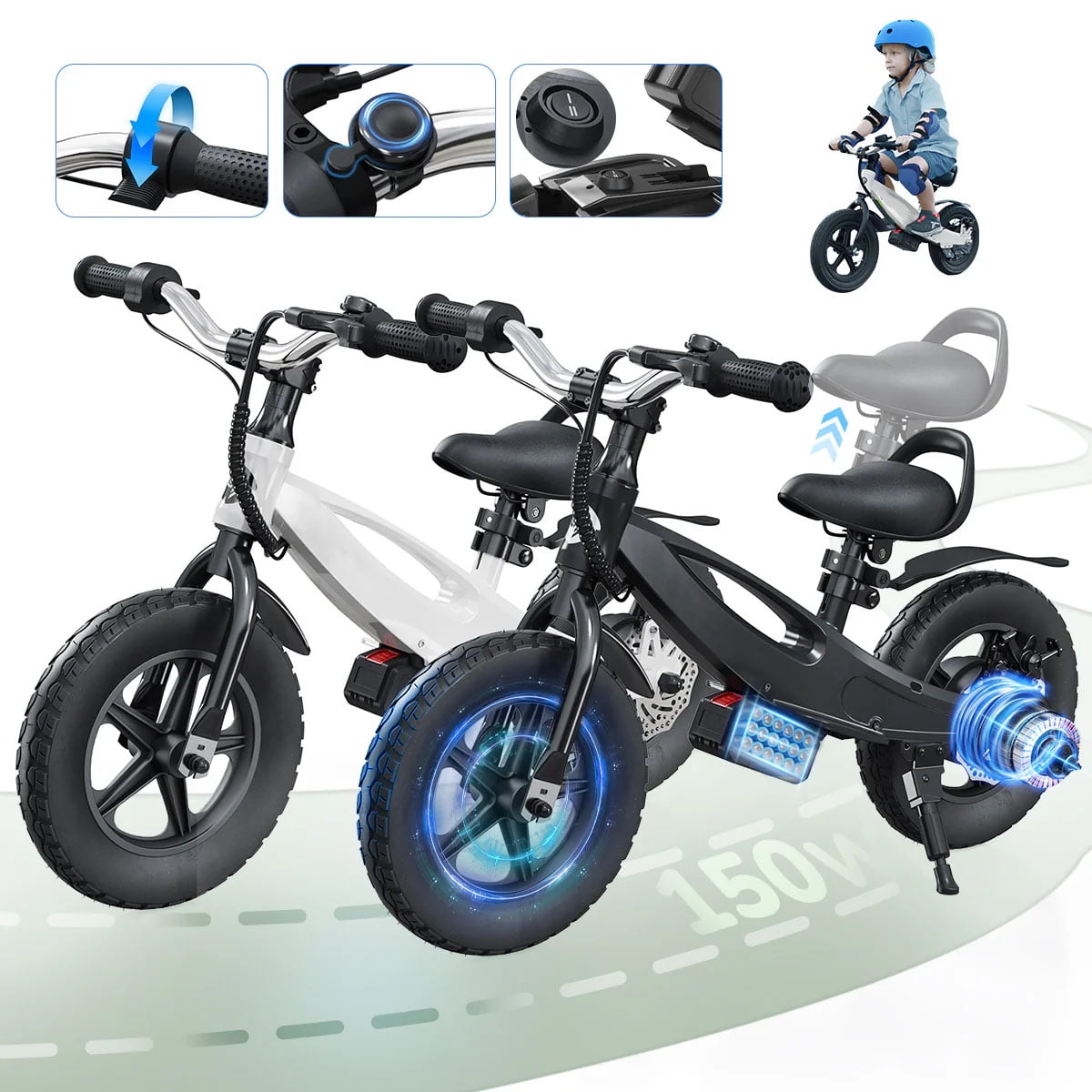 LiteFive KK12 Electric Balance Bike for Kids 3-6, 6.2 MPH No Pedal ...