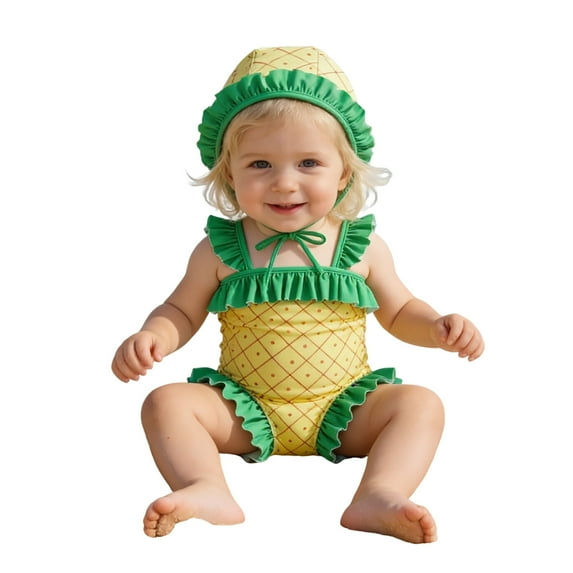 KKBOTIVE Baby Girl Cute Watermelon Design Swimsuit Ruffle Sleeve Summer ...