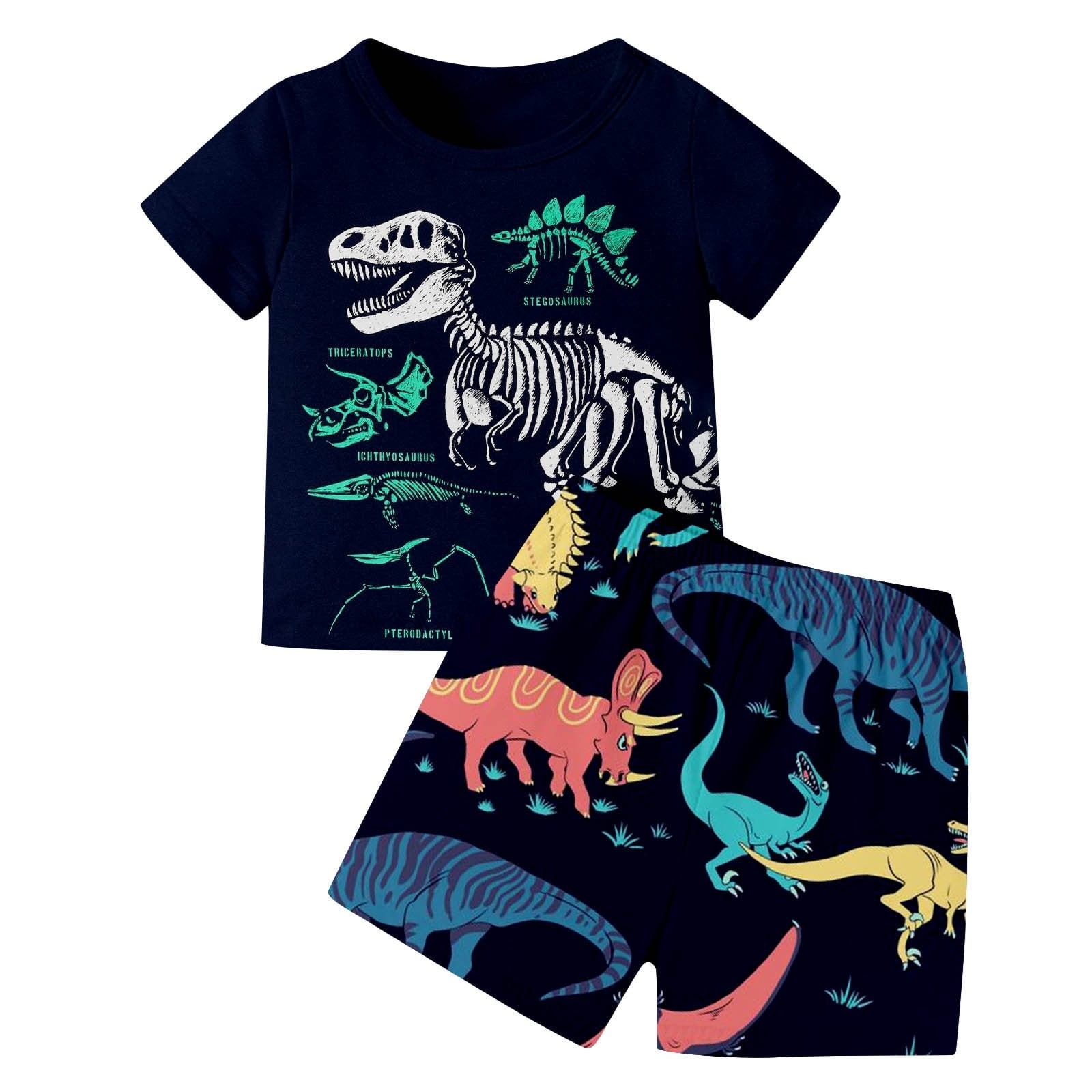 KKBOTIVE Baby Outfits Boy Train Dinosaur Lapel Short Sleeved T Shirt ...