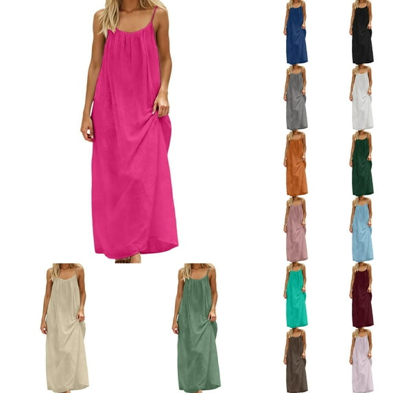 KKBOTIVE Backless Cami Dresses for Women, Women's Solid Color Backless ...