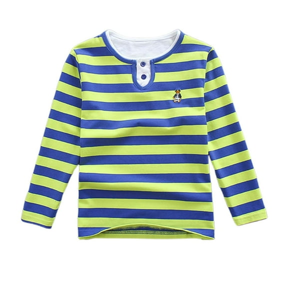 KKBOTIVE Boys Long Sleeve Polo Shirt Casual Crew Neck Striped Tops ...