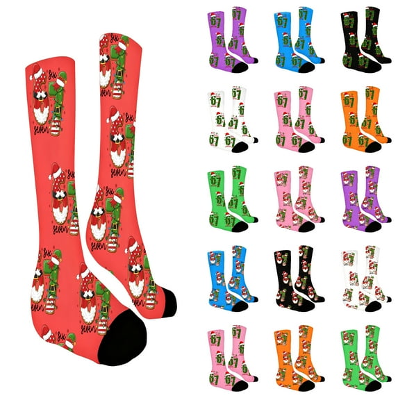 KKBOTIVE Christmas 67 Socks: Funny 6 7 Novelty Design Sock 67 Socks ...