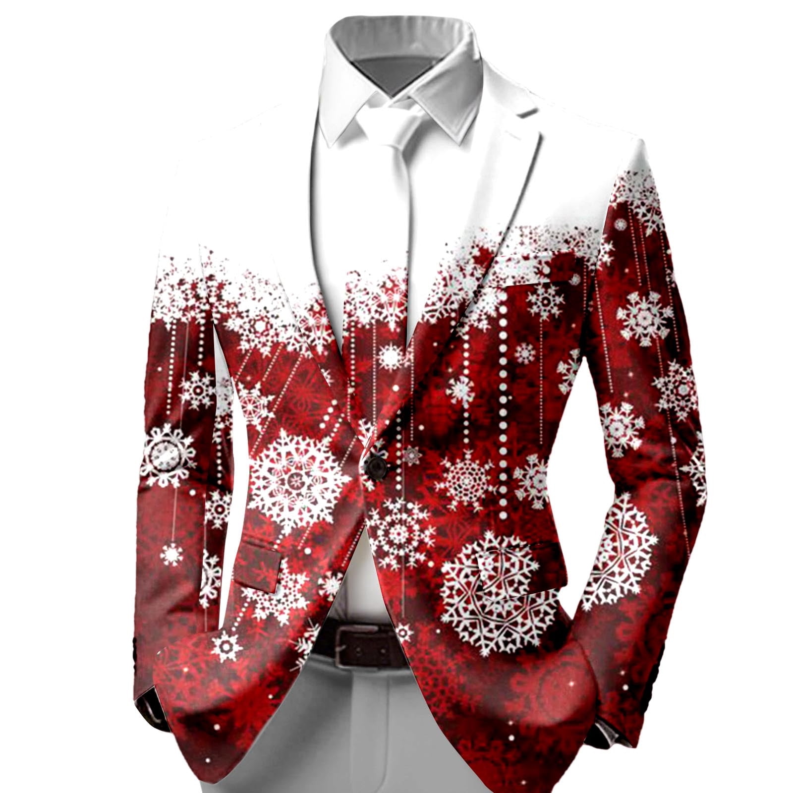 KKBOTIVE Christmas Blazers Jacket for Men Funny Print Button Down ...