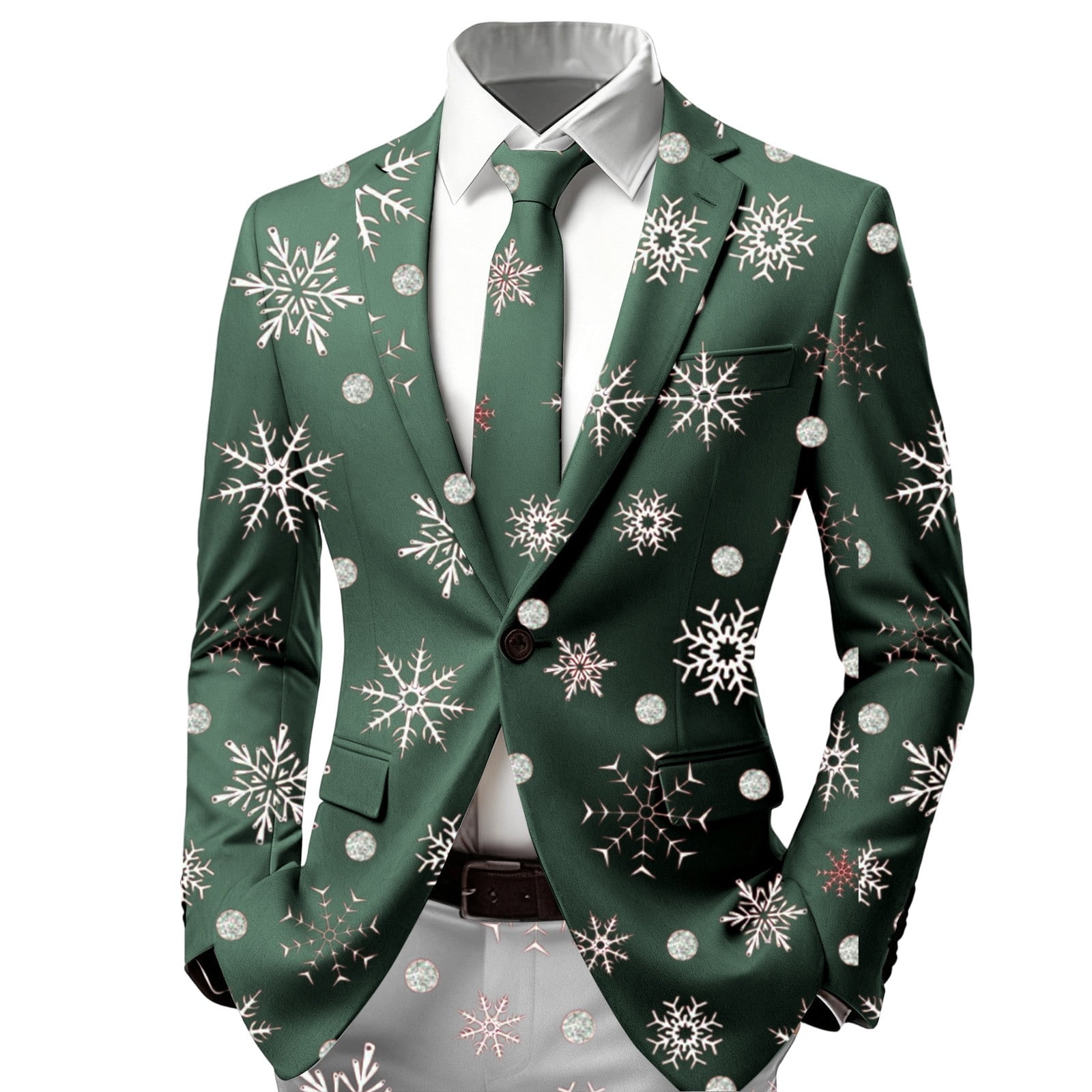 KKBOTIVE Christmas Blazers Jacket for Men Xmas Prints Business Suits ...
