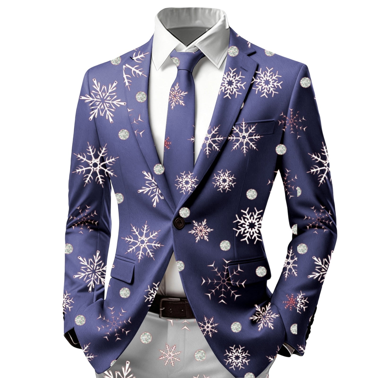 KKBOTIVE Christmas Suit Jacket for Mens Xmas Funny Printed Suits Button ...