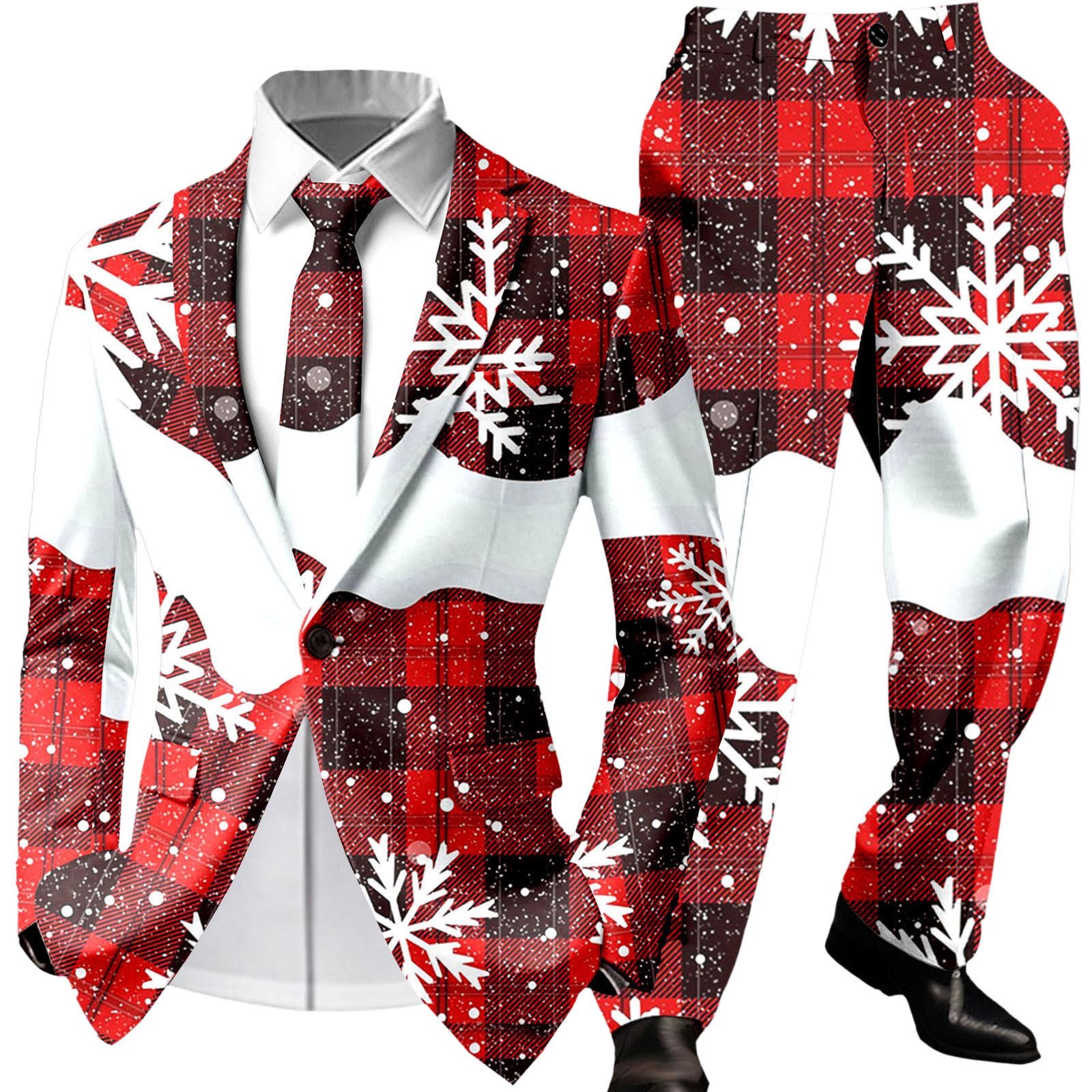 KKBOTIVE Christmas Suit for Men Long Sleeve Button Down Funny Print ...