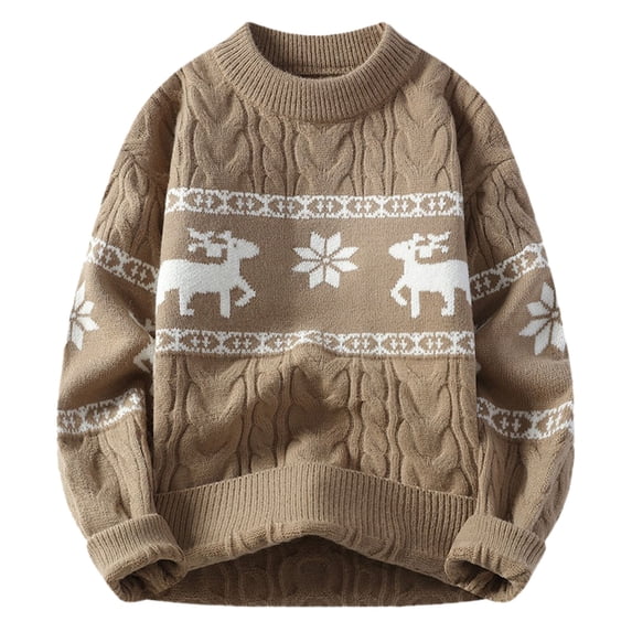 KKBOTIVE Christmas Sweaters for Men - Fleece Pullover Retro Reindeer ...