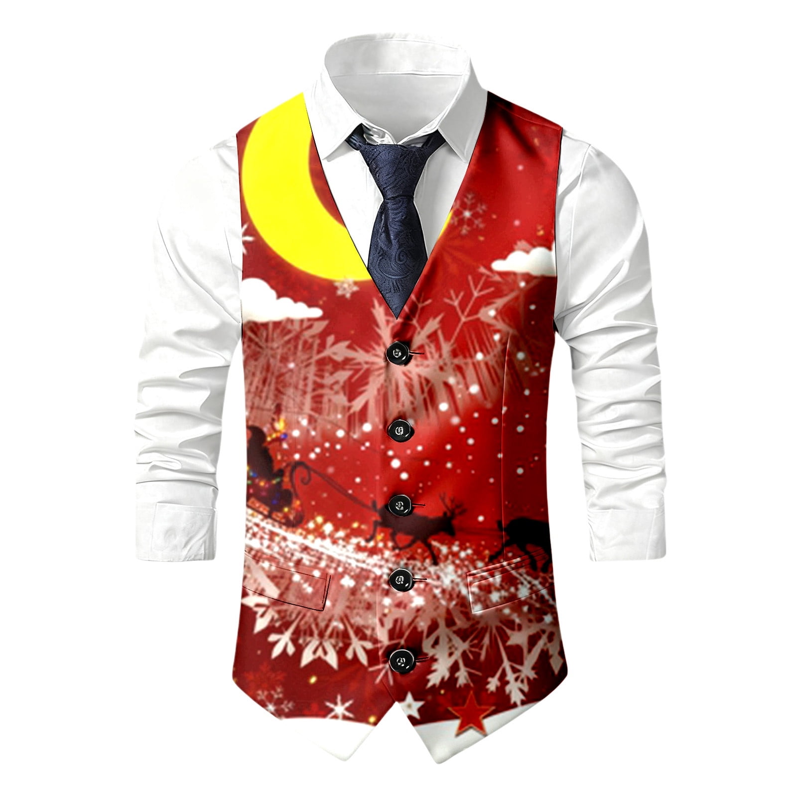 KKBOTIVE Christmas Vest for Mens - Slim Fit Business Dress Vests ...