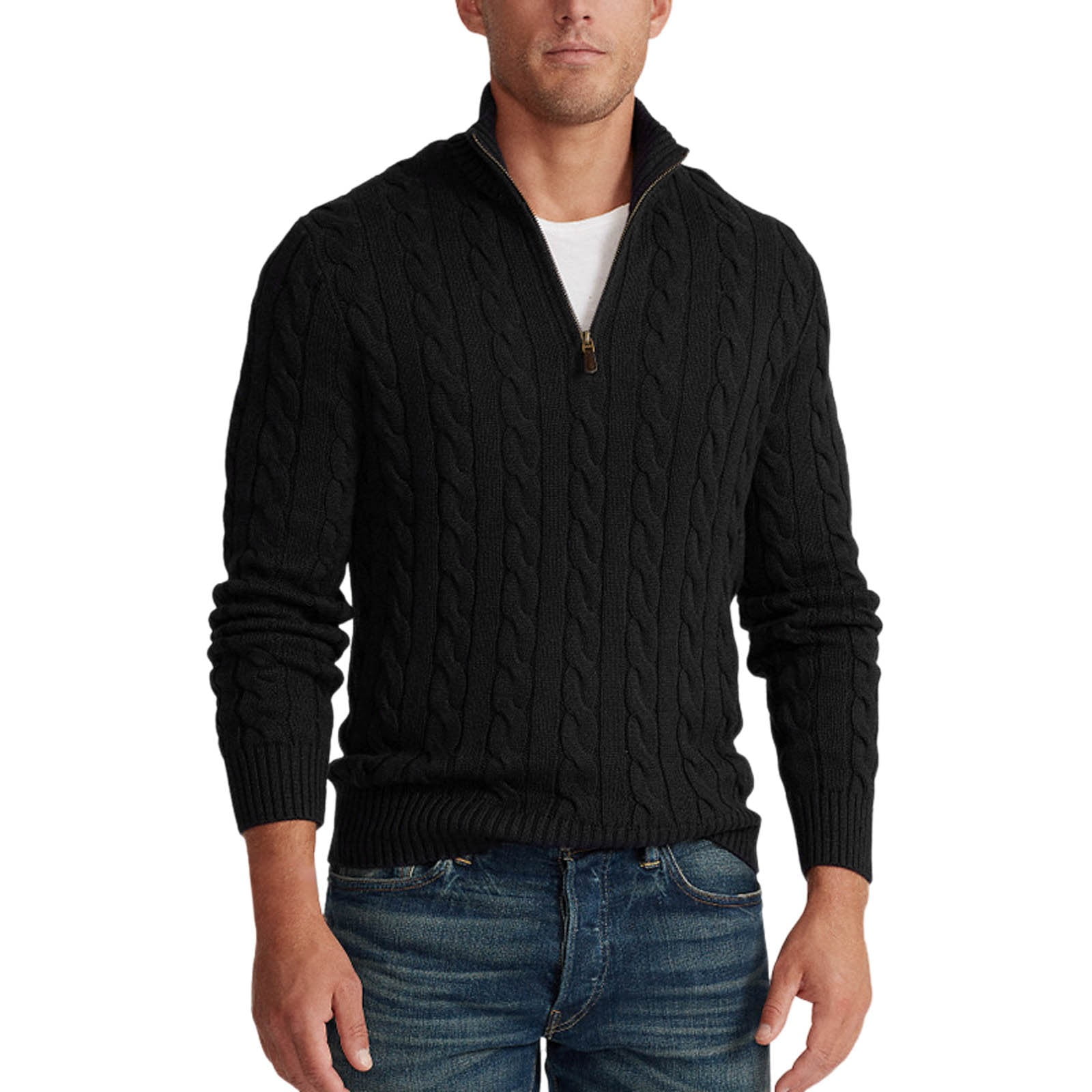 KKBOTIVE Fashion Sweaters for Men Double Zip Solid Color Pullovers ...