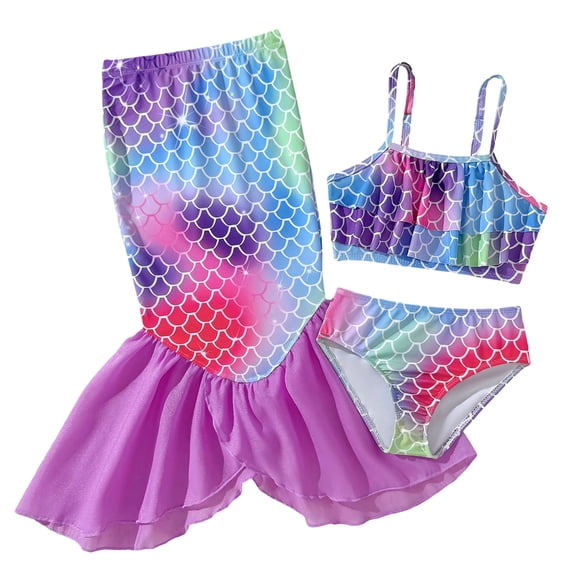 KKBOTIVE Girls Mermaid Swimsuits Three Piece Set Fashion Swimwear for ...