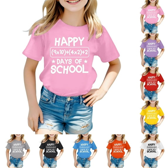 KKBOTIVE Girls Short Sleeve Shirt Cute T-Shirt Letter Graphic Tees for ...