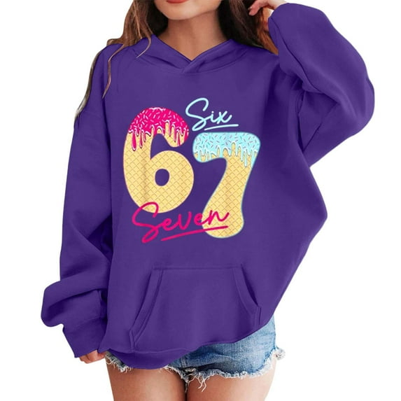 KKBOTIVE Kids 67 Hoodie Boys Girls Funny Ice Cream Graphic Printed Six ...