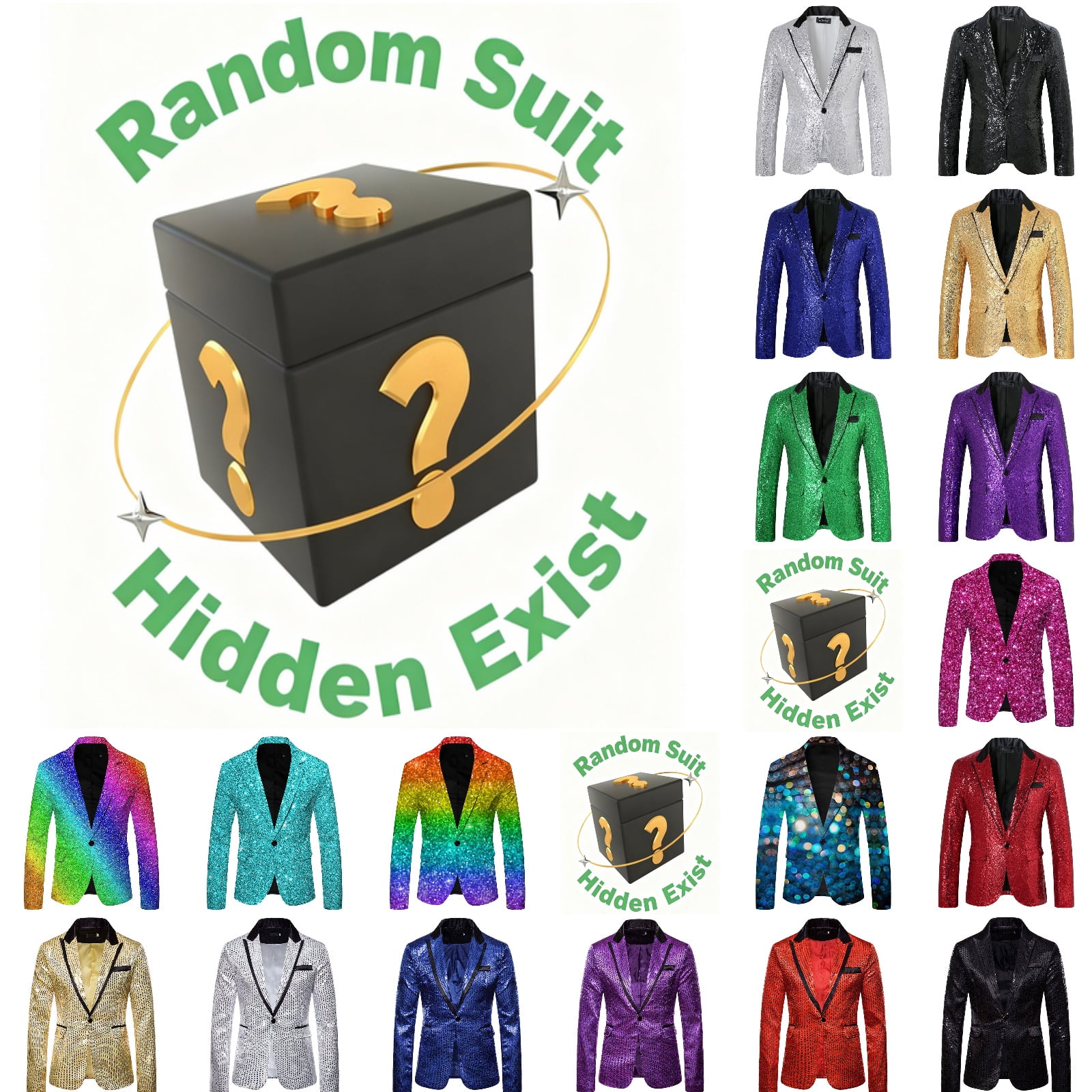 KKBOTIVE Men's Carnival Blazers - Random Suit Jacket Mysterious Funny ...