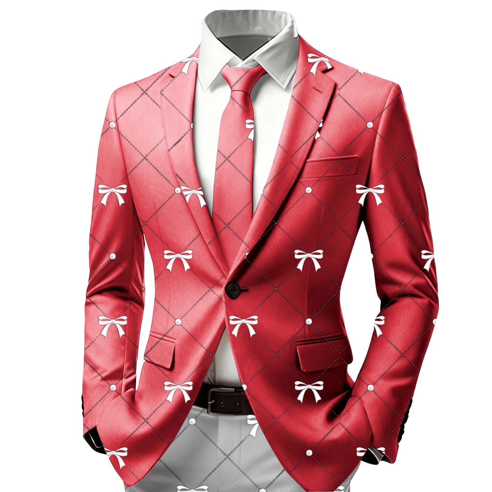KKBOTIVE Men's Christmas Blazers Jacket Funny Print Button Down ...