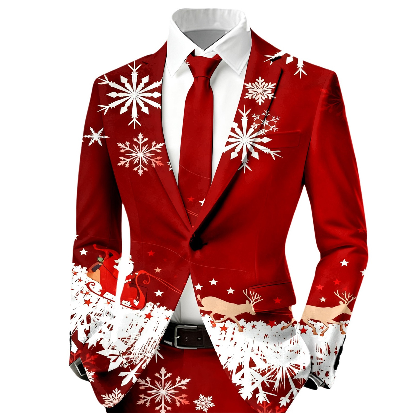 KKBOTIVE Men's Christmas Blazers Jacket Funny Print Button Down ...