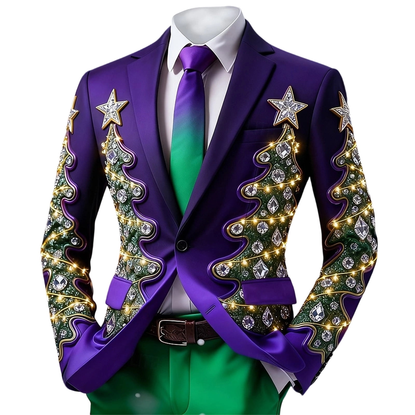 KKBOTIVE Men's Christmas Blazers Jacket Funny Printed Xmas Suits Button ...