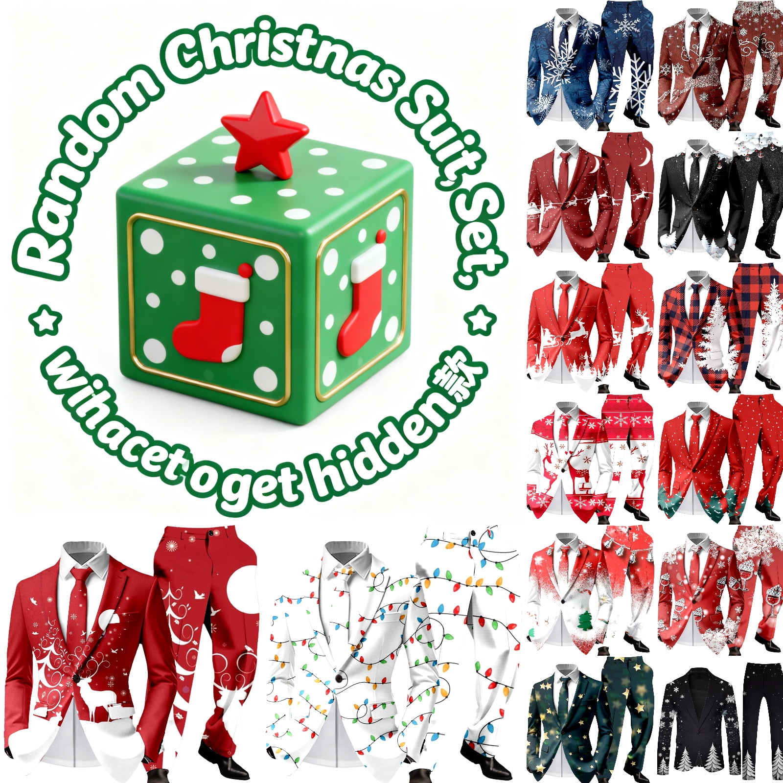 KKBOTIVE Men's Christmas Mysterious Suit Set Funny Blind Box with ...