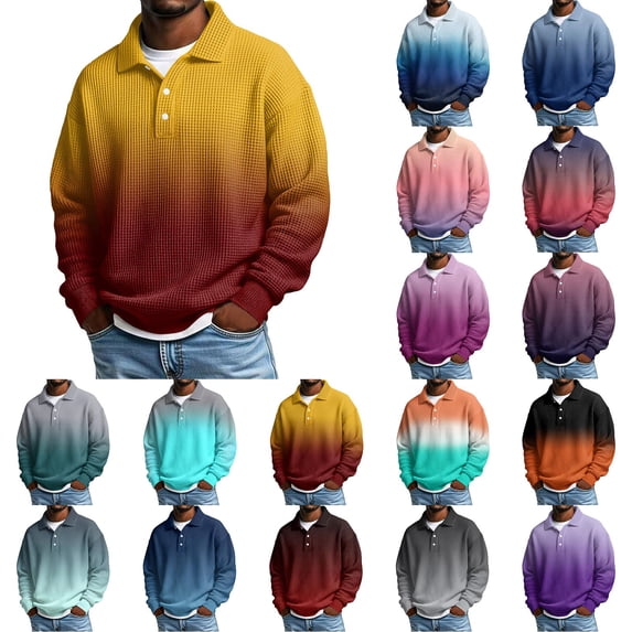 KKBOTIVE Men's Long Sleeve Polo Shirt, Casual Button Down Sweatshirt ...