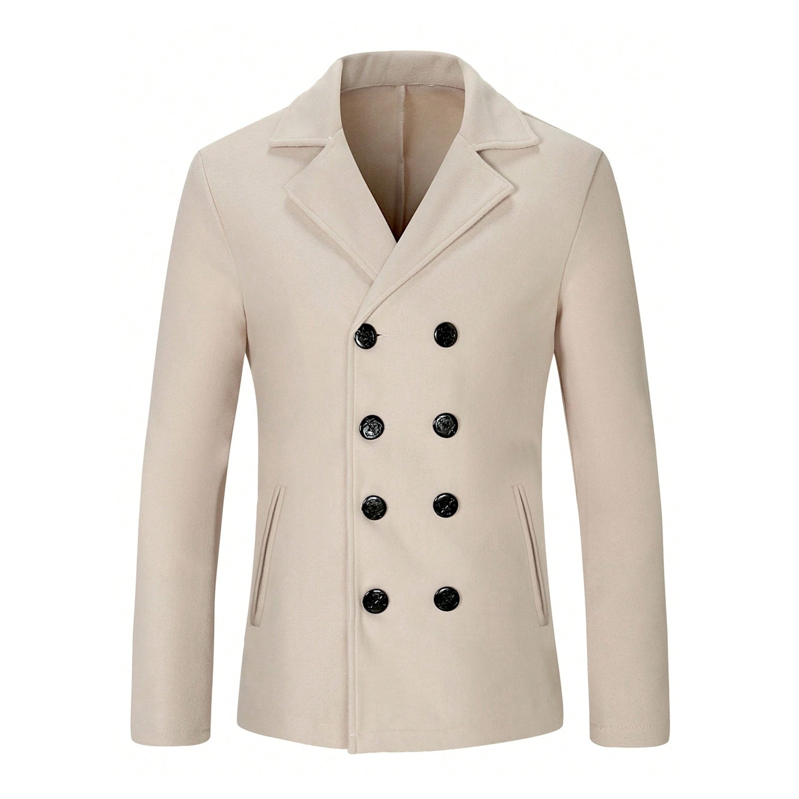 KKBOTIVE Men's Peacoat Notched Collar Double Overcoat Warm Fall Winter ...