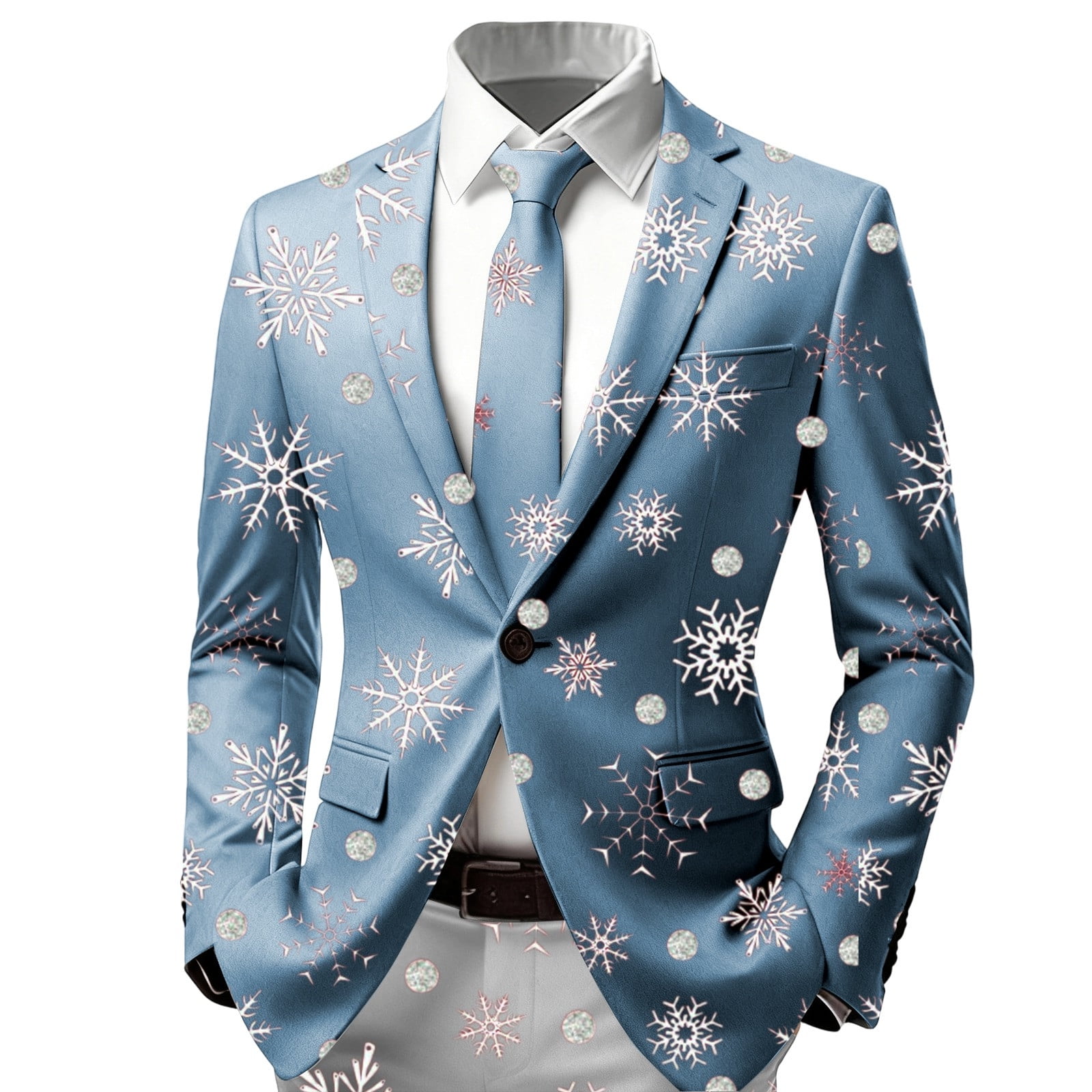 KKBOTIVE Mens Christmas Suit Jacket Funny Print Button Down Christmas ...