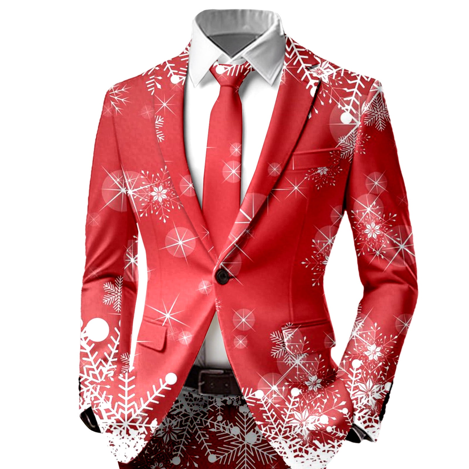 KKBOTIVE Mens Christmas Suit Jacket Funny Printed Xmas Suits Button ...