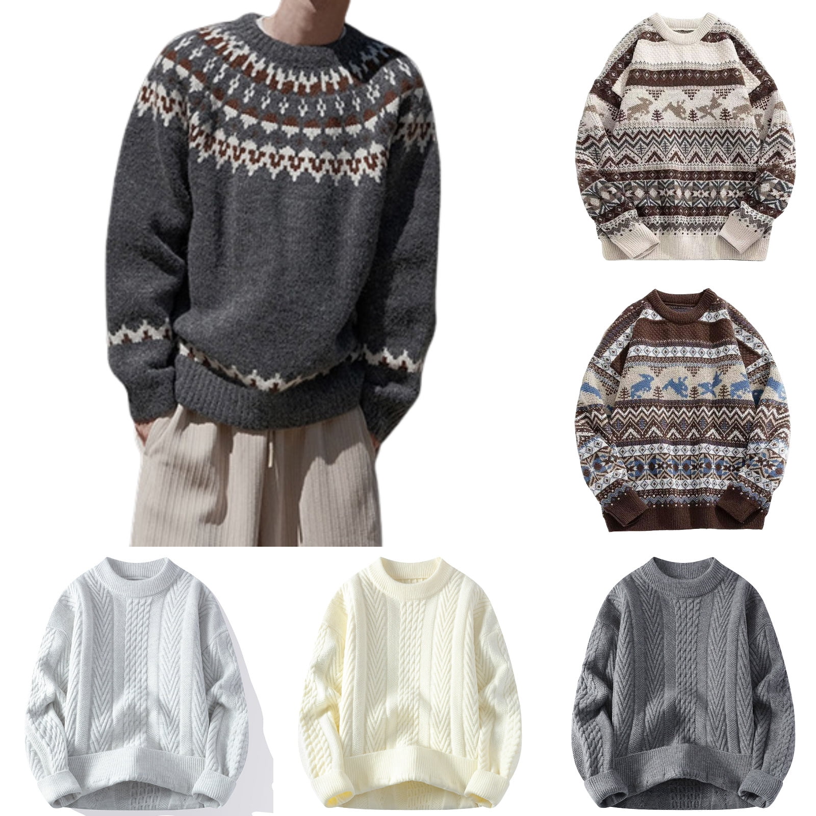 KKBOTIVE Sweater for Mens - Casual Street Fashion Pullover Festive Fall ...